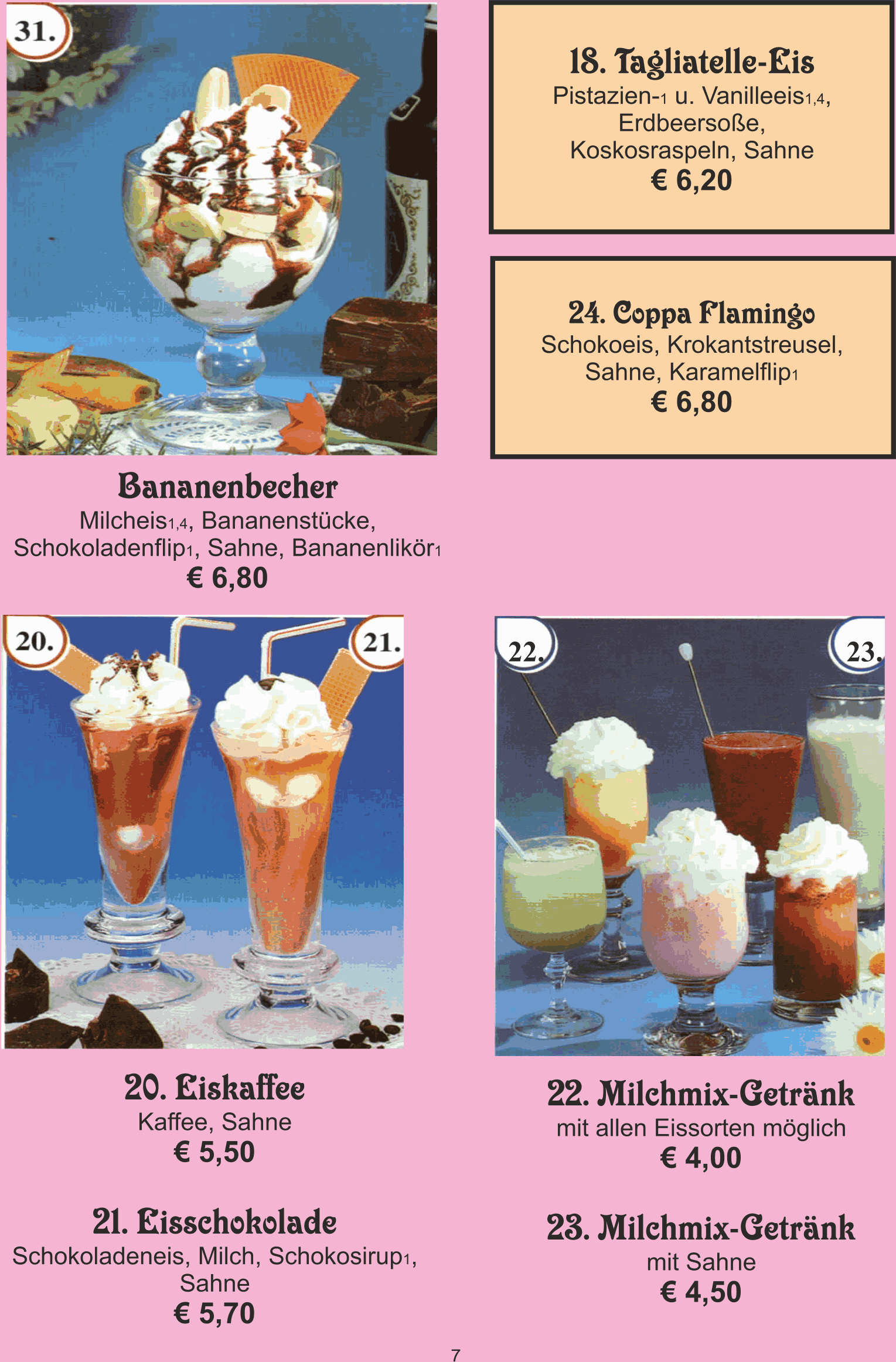 Eis-Café - Eiskarte