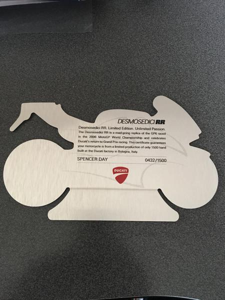 Bespoke commissioned Ducati plate