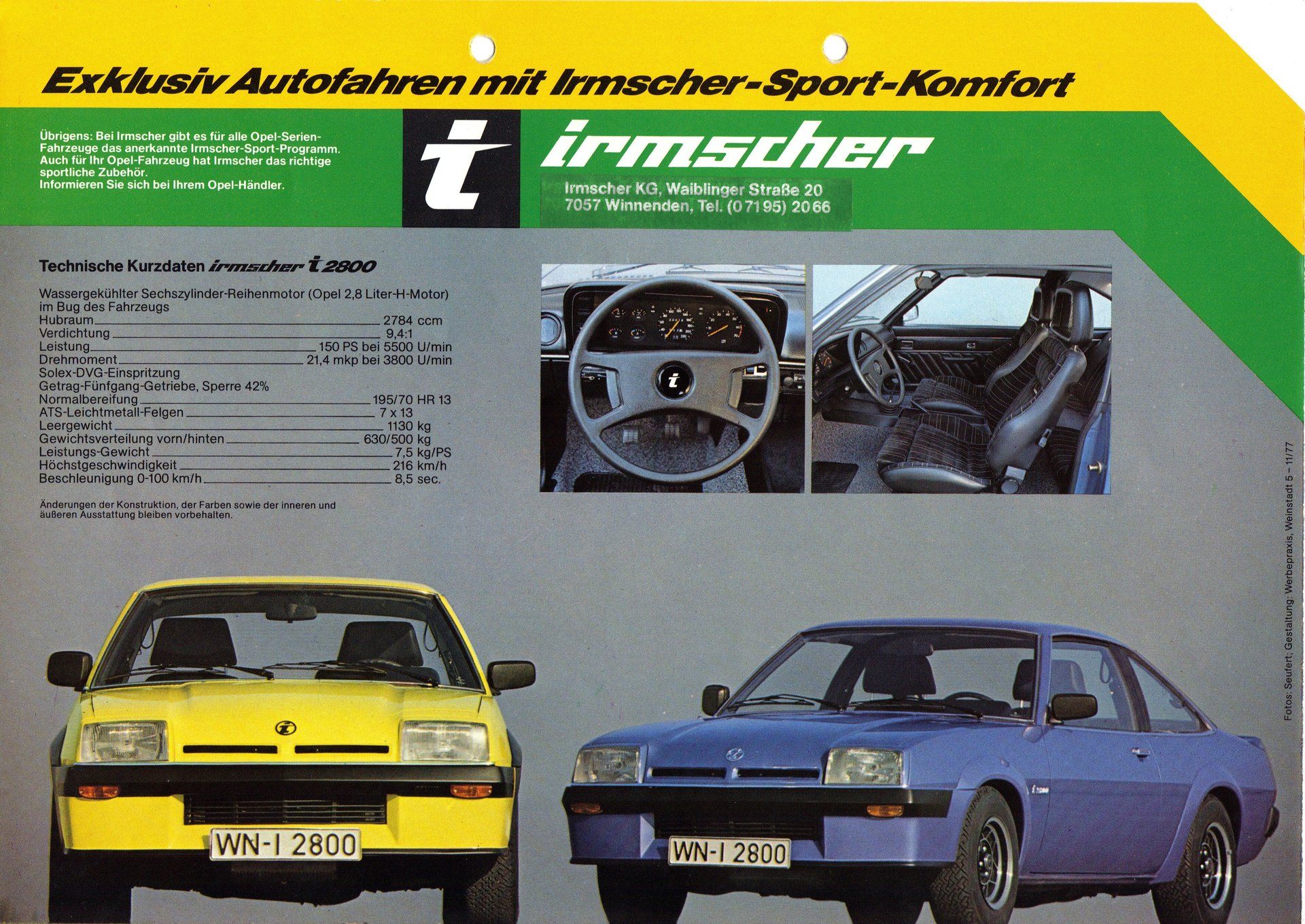 irmscher 2800, irmscher 2800 register