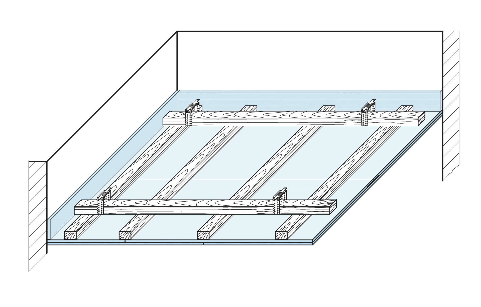 Design-Decken, Unterdecken, Dachsystem, Holzbalkendecken-System