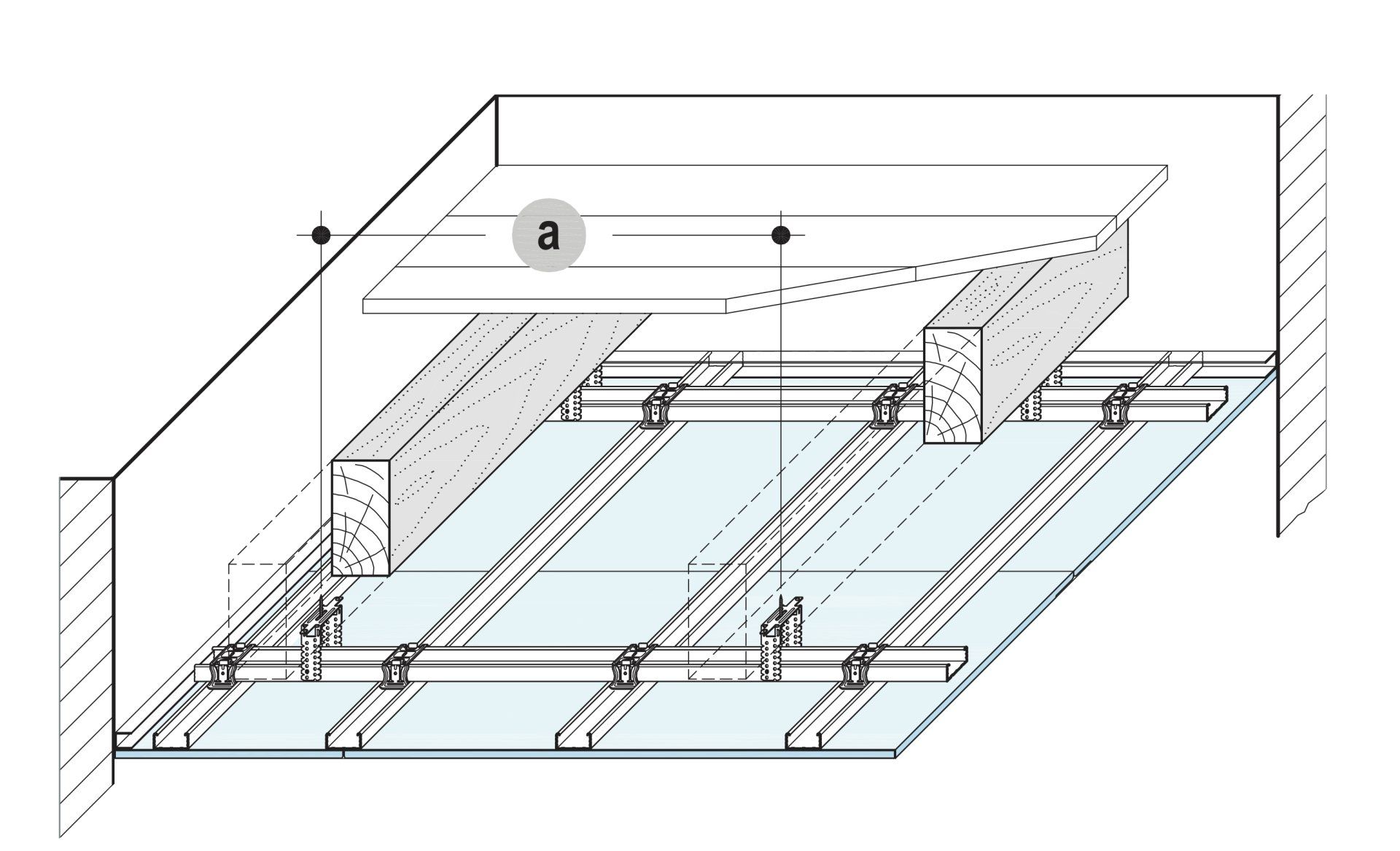 Design-Decken, Unterdecken, Dachsystem, Holzbalkendecken-System