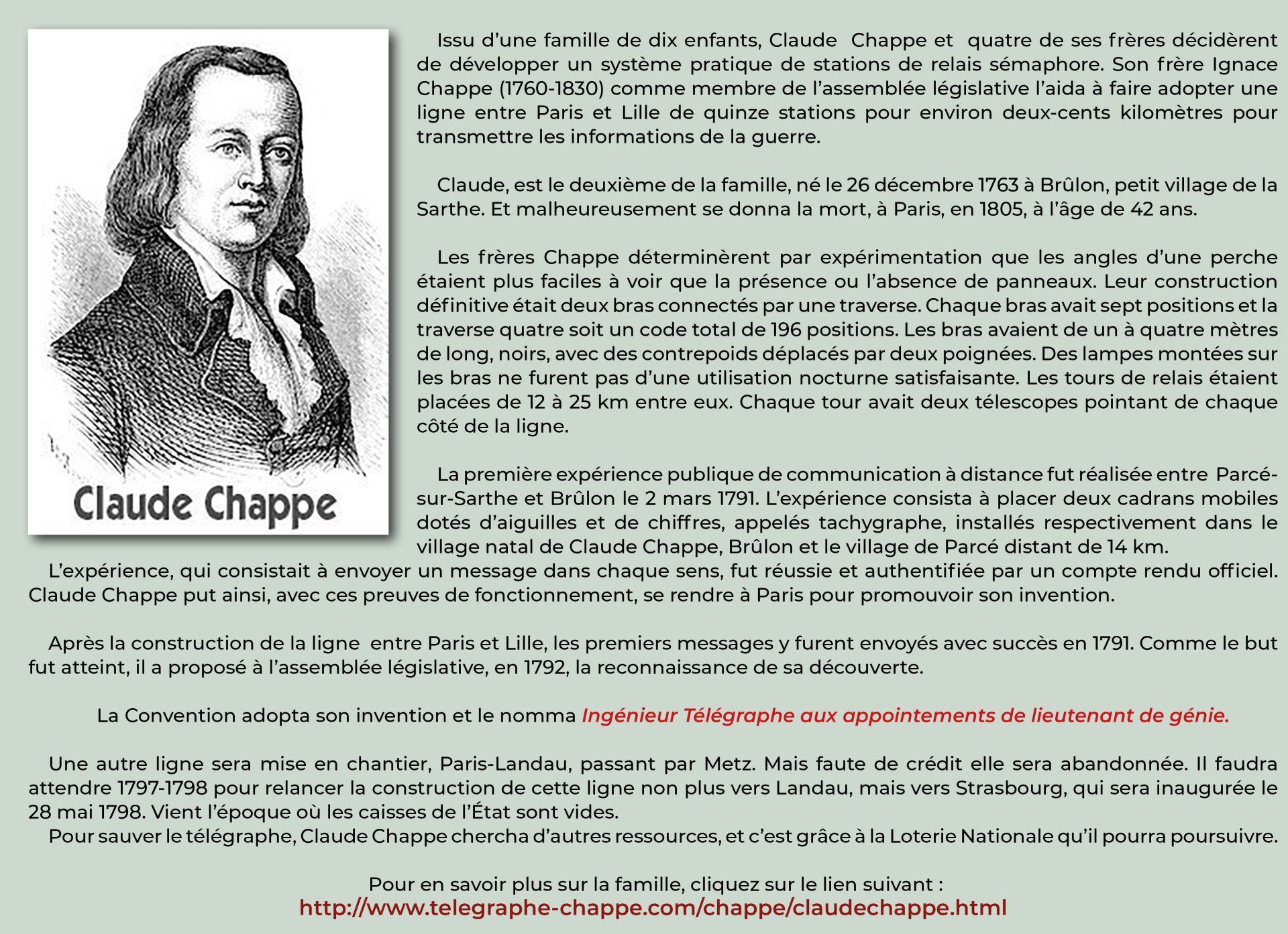 5 - Chappe inventeur du Télégraphe