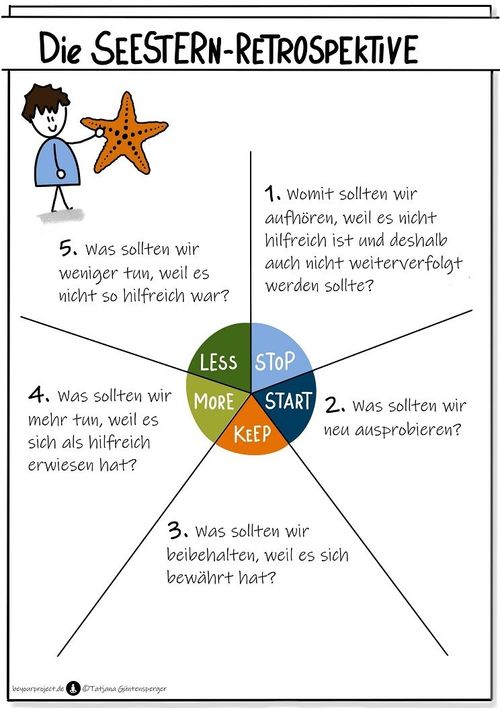 Quick-Retro Seestern: die Zusammenarbeit im (Remote) Team verbessern