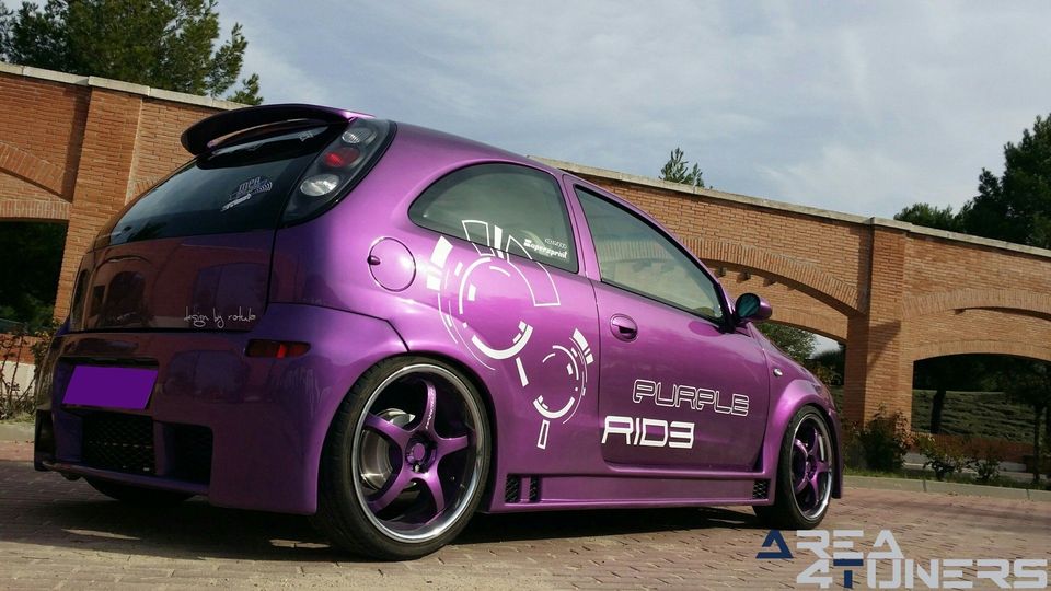 REPORTAJE COCHE TUNING AREA4TUNERS Opel Corsa Purple Ride Bubble