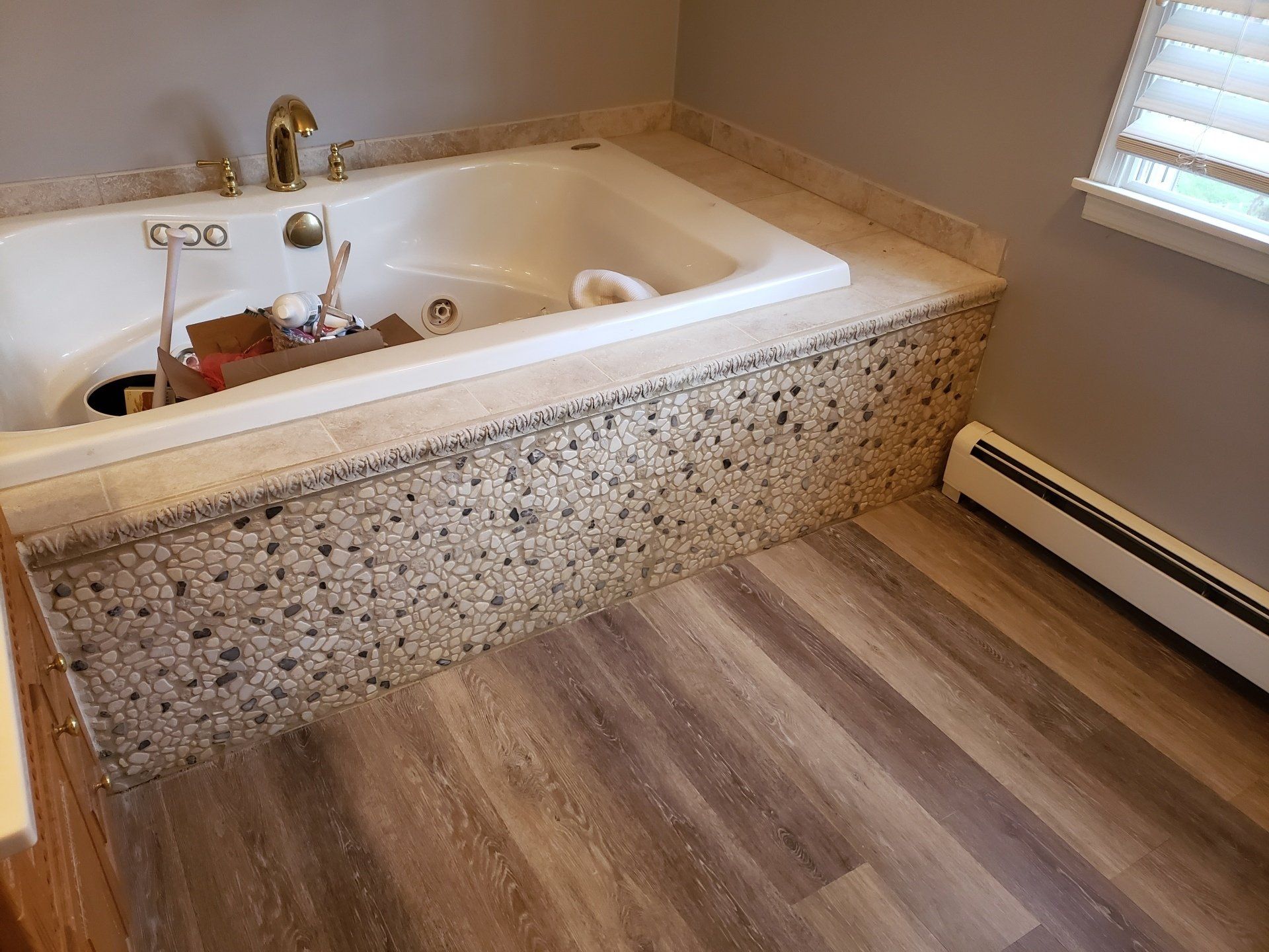 Pebble Accents in Glenside Bathroom Remodel