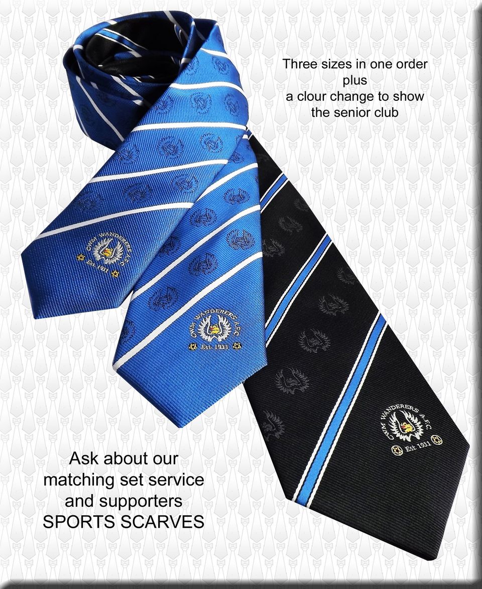 Sports club ties, football club ties, min qty 25pcs
