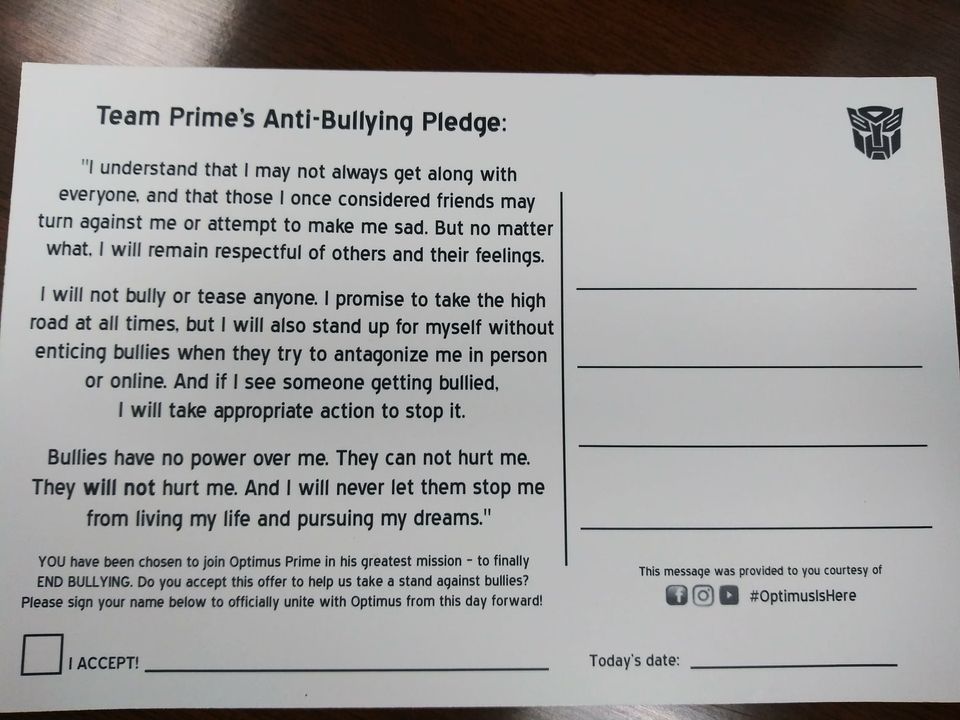 Anti-Bullying Pledge Cards