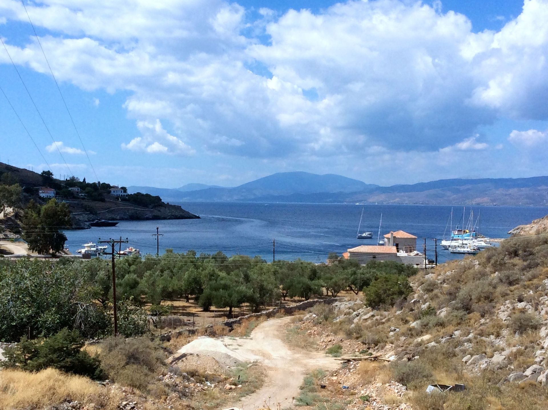 Mandraki Bay on Hydra Island Greece