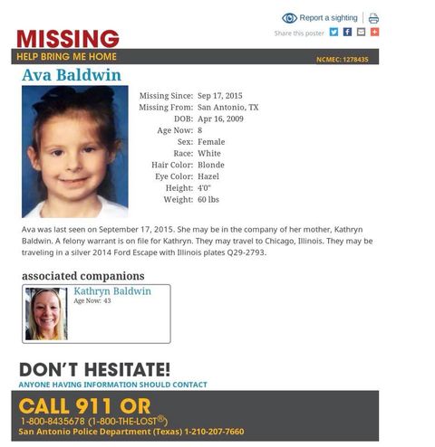 Missing: Kathryn and Ava Baldwin & Sherri Vanessa Holland