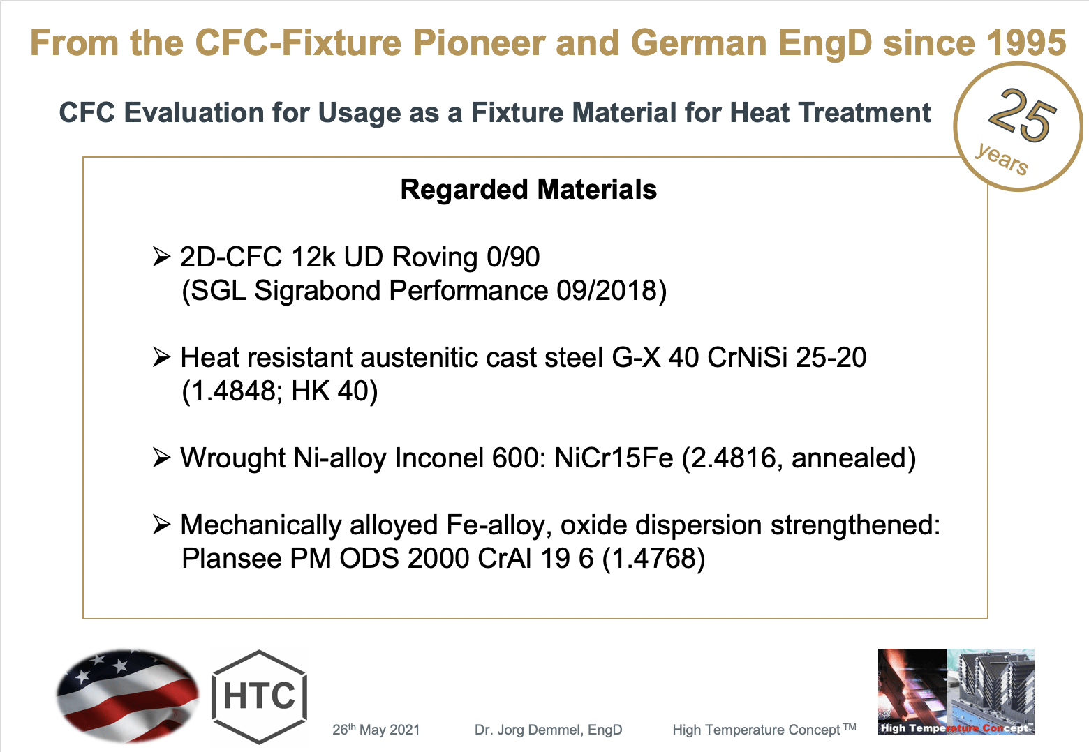 High Temperature Concept - CFC and other material properties and infos