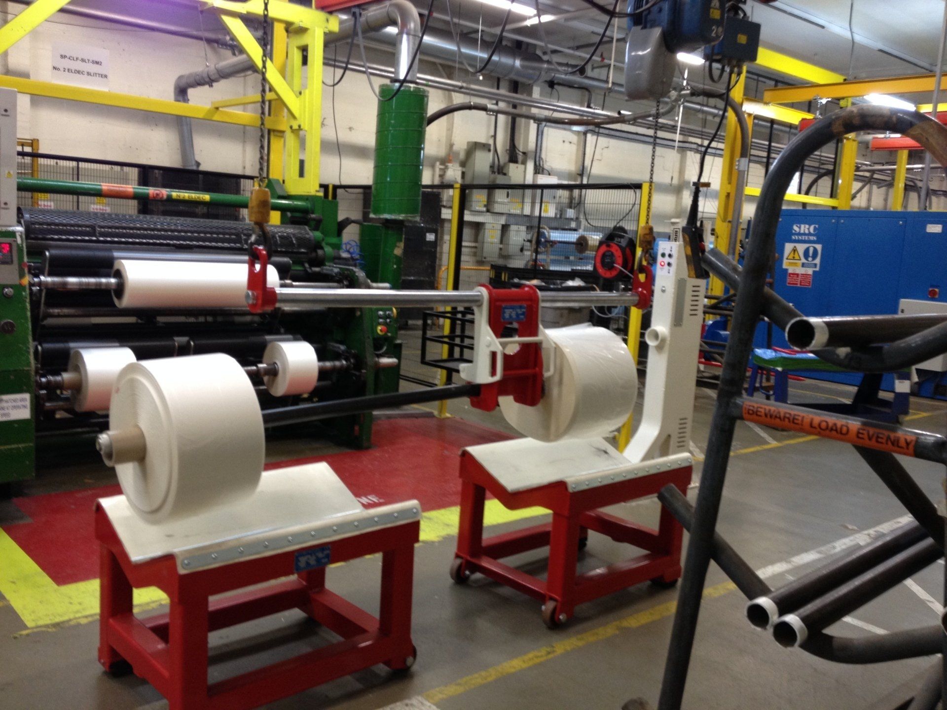 Roll Reel Material Handing, Retractable Tape Safety Barrier