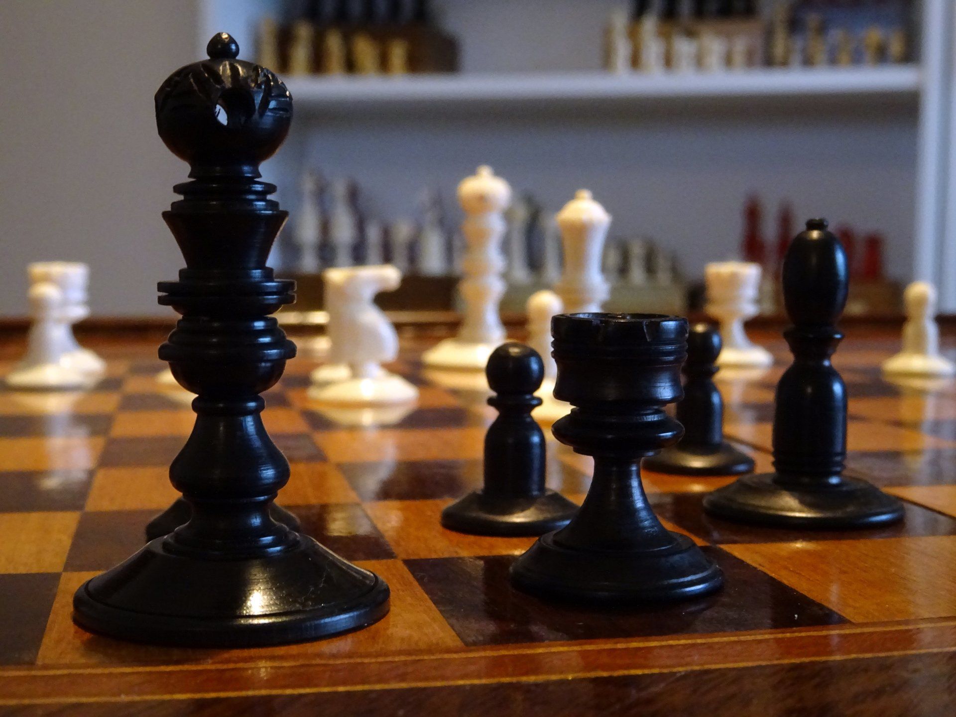 Indian Ivory & Ebony Chess Set, ca. 1900-1920
