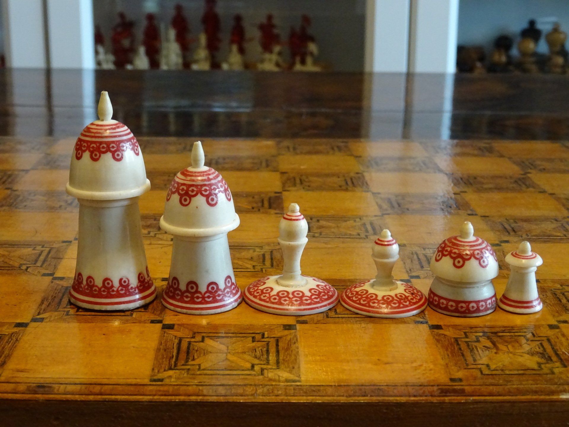 Indian Bone Chess Set, "Hindu" pattern, ca. 1900