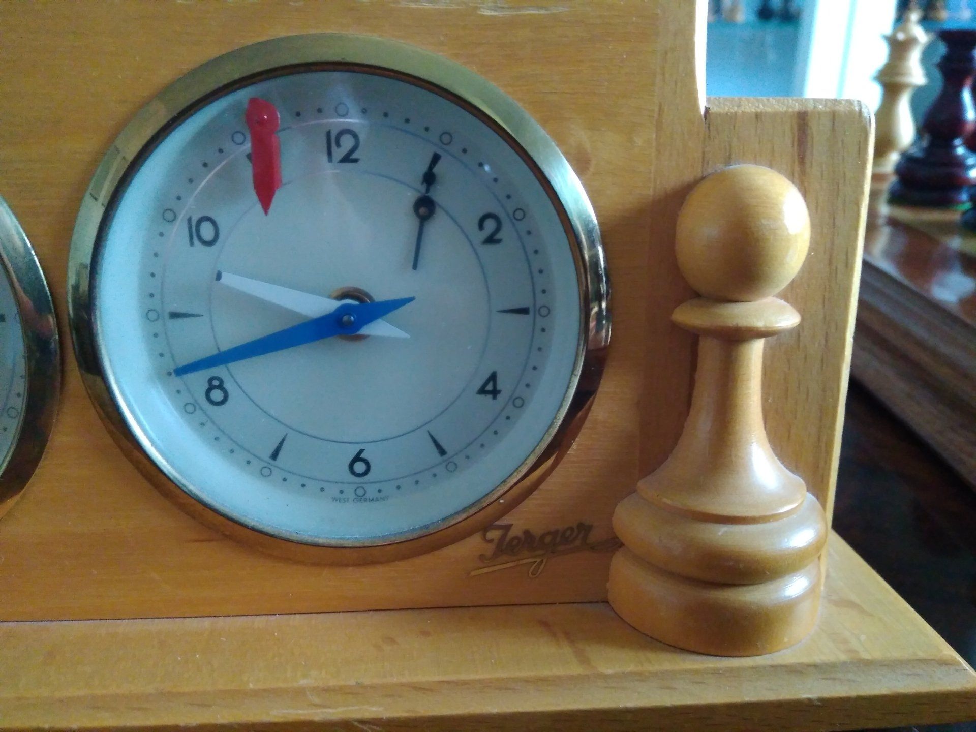 Jerger Chess Clock "Rook & Pawn", Germany, ca. 1950-1960