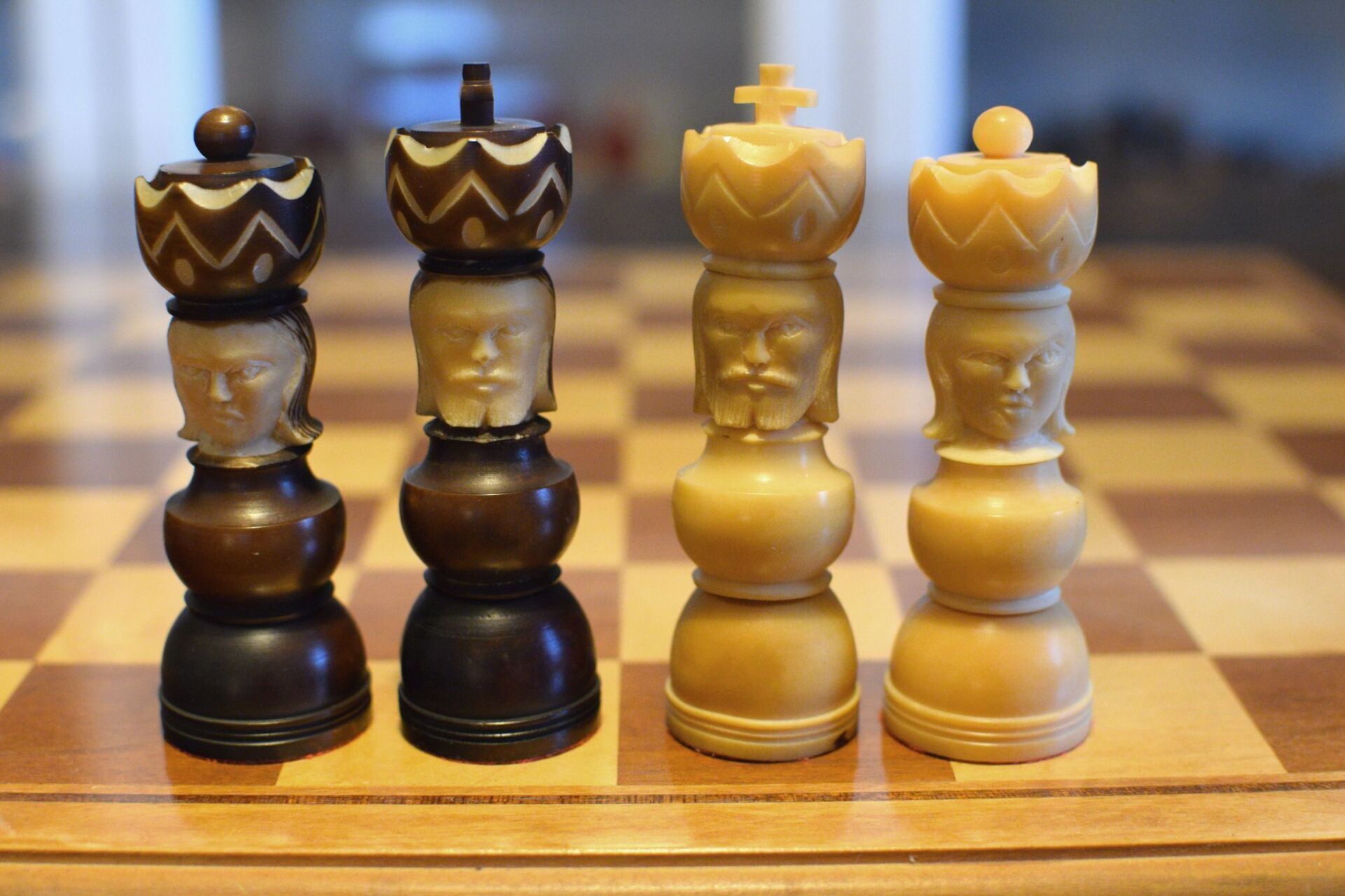 Ecuadorian Figural Tagua Nut Chess Set, 1970's