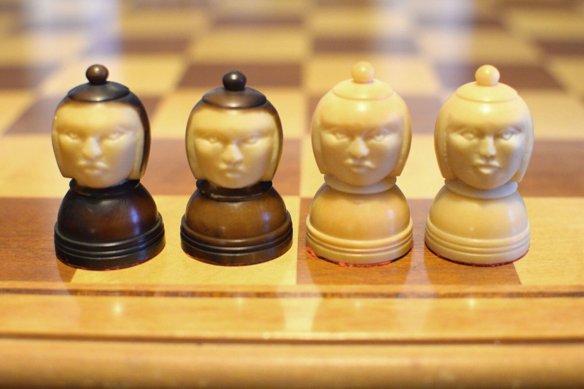 Ecuadorian Figural Tagua Nut Chess Set, 1970's
