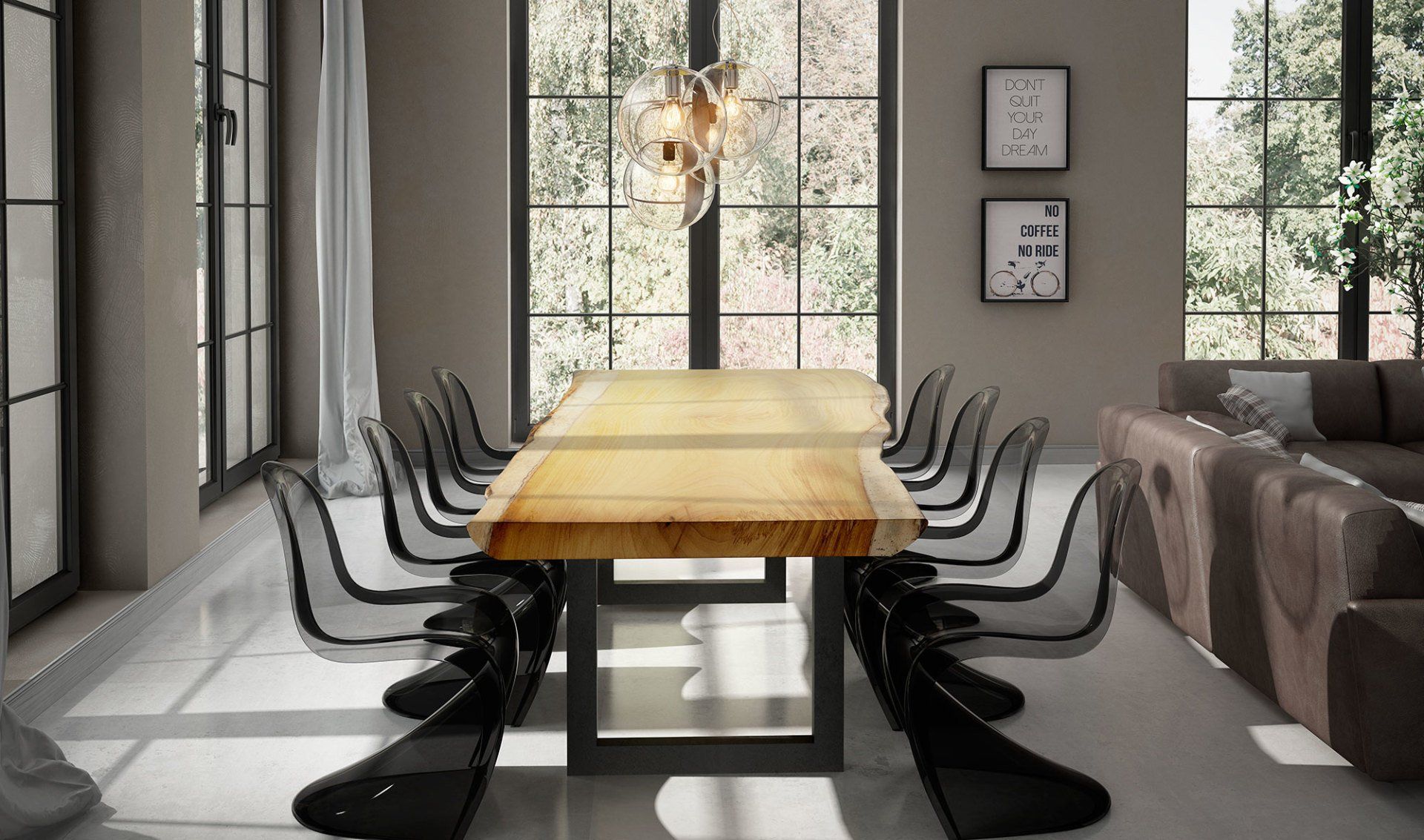 Table bois exotique brut massif bords naturels en iroko