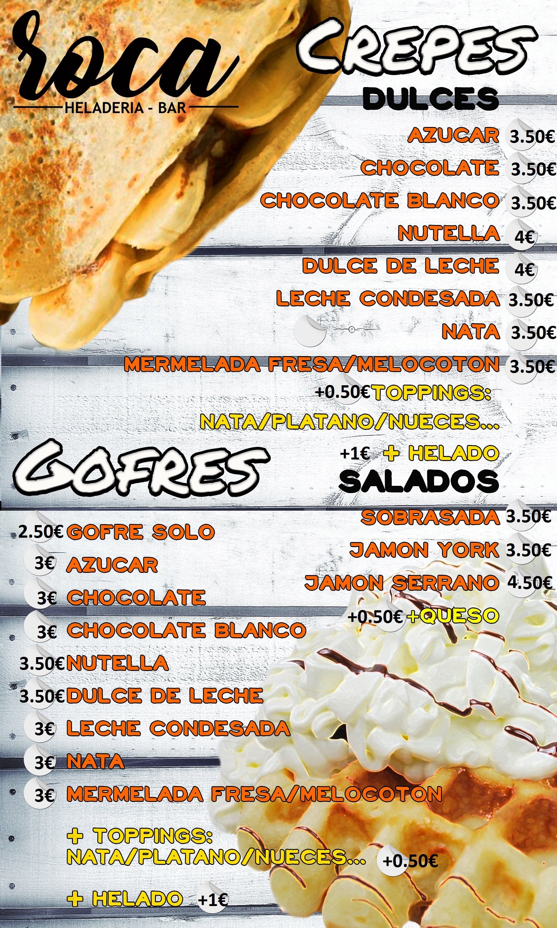 Heladería Bar Roca - Crepes y Gofres