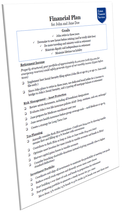 See a Sample One-Page Financial Plan