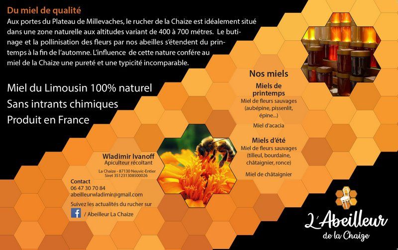 Vente Miel direct producteur, 100% naturel - L'Abeilleur de la Chaize
