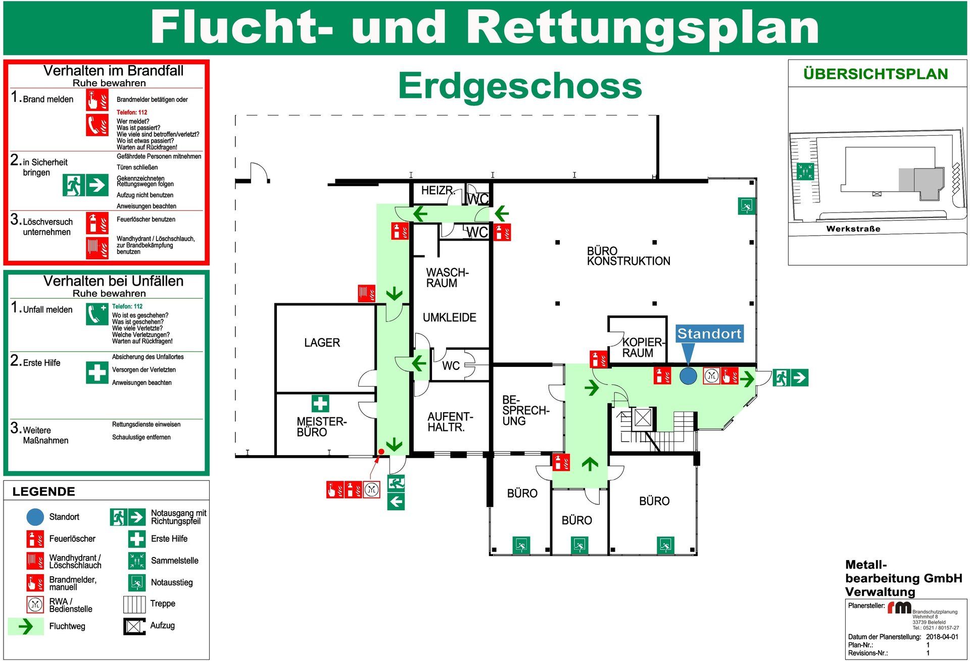Flucht- und Rettungspläne nach DIN ISO 23601 | rm Brandschutzplanung