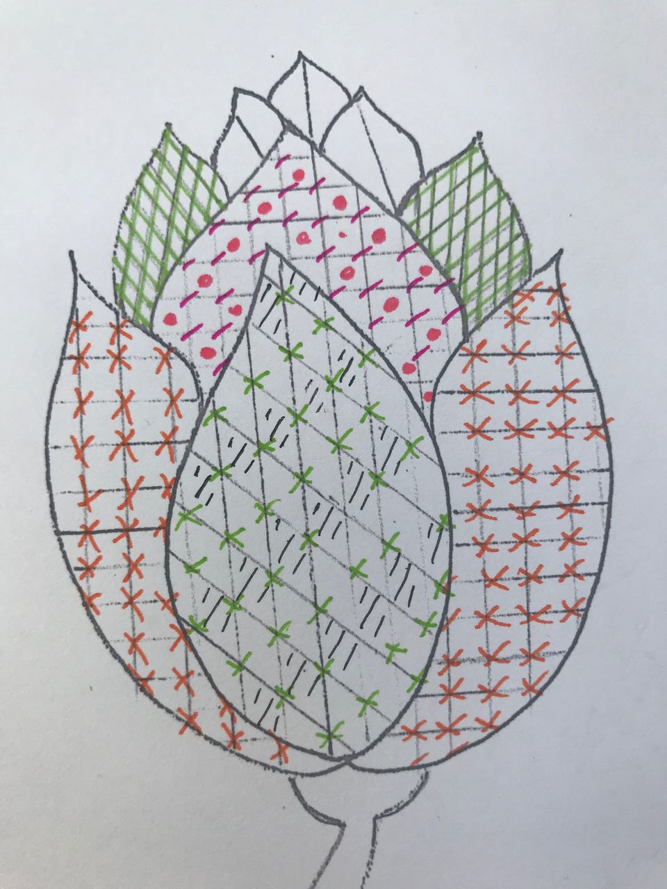 How to design the direction of lattice filling stitches for embroidery.